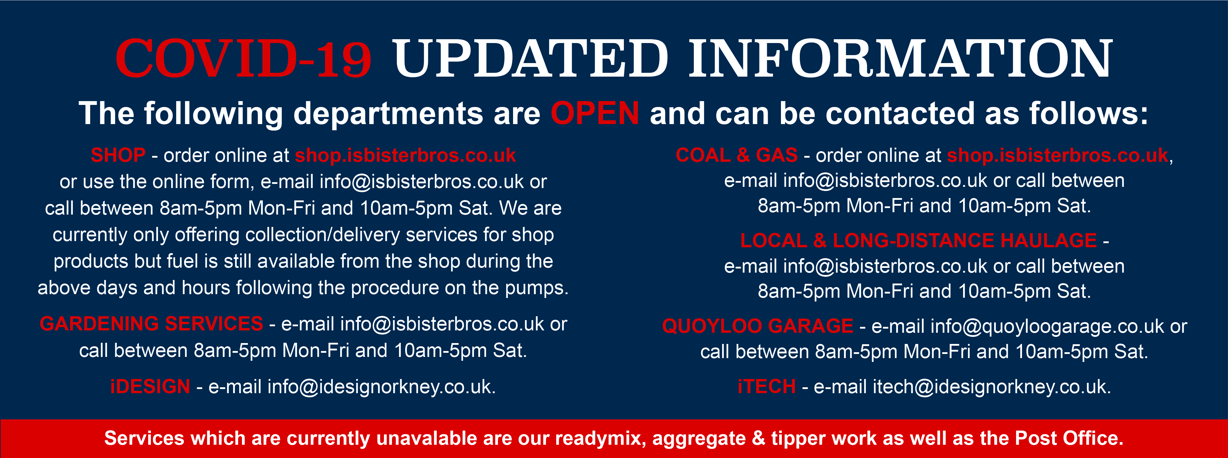 Isbister Bros - Online Shop